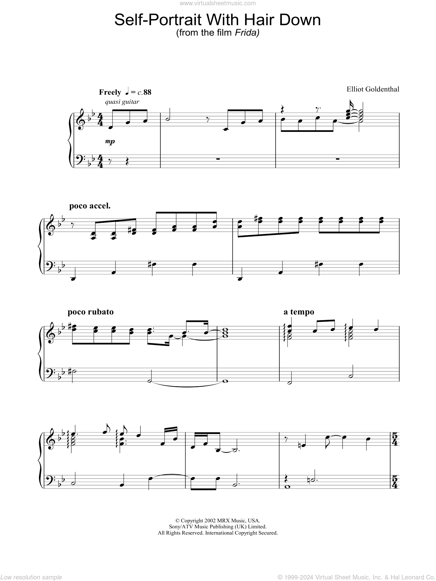 Self-Portrait With Hair Down sheet music for piano solo (PDF)