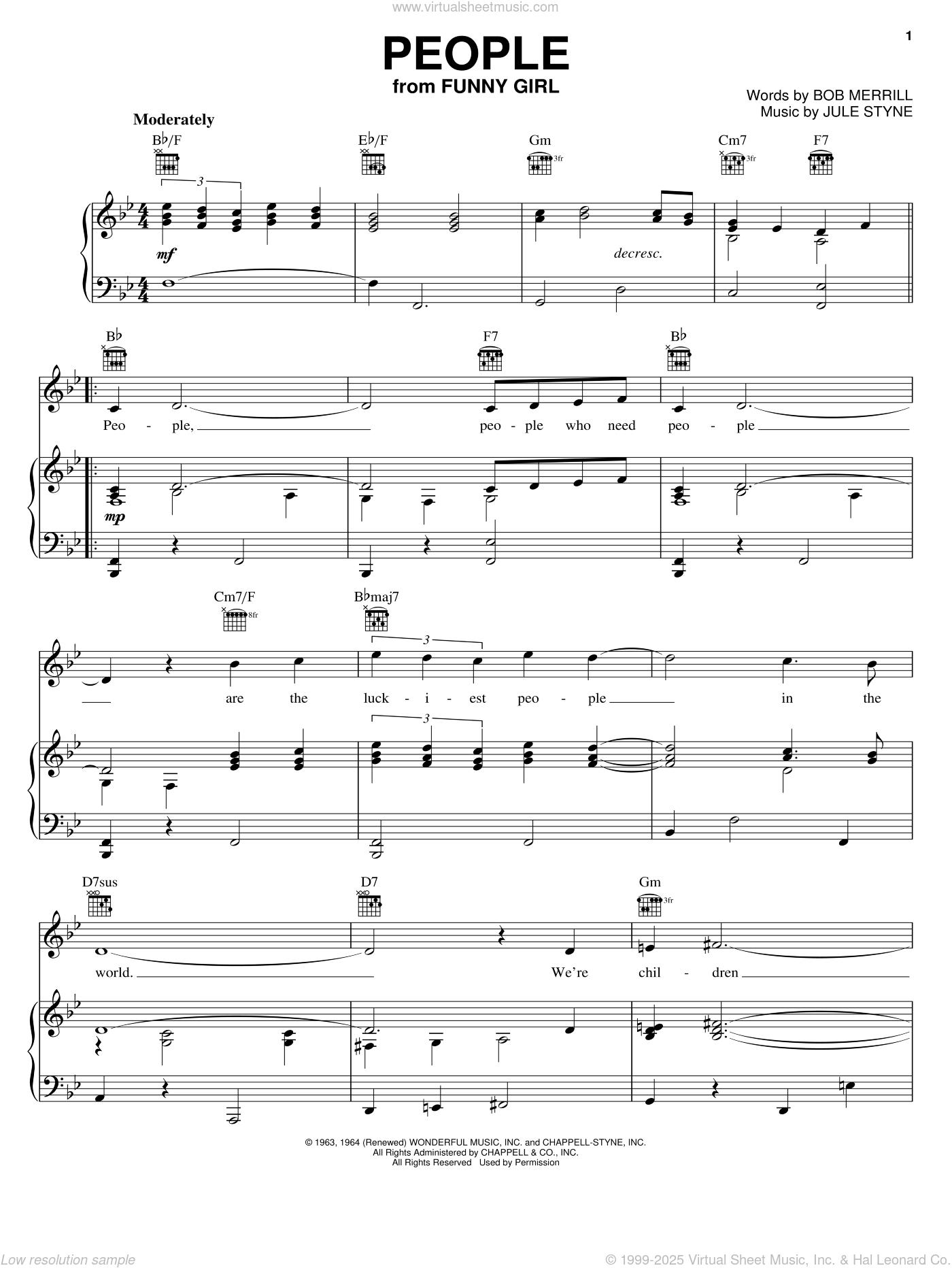 People sheet music for voice, piano or guitar (PDF-interactive)