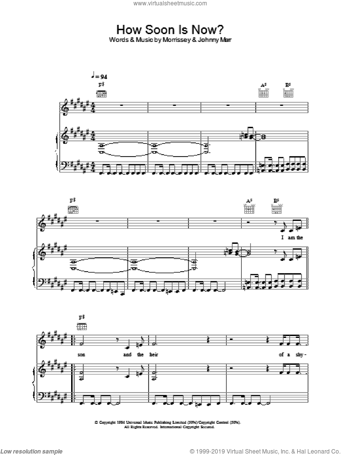 How Soon Is Now? sheet music for voice, piano or guitar (PDF)