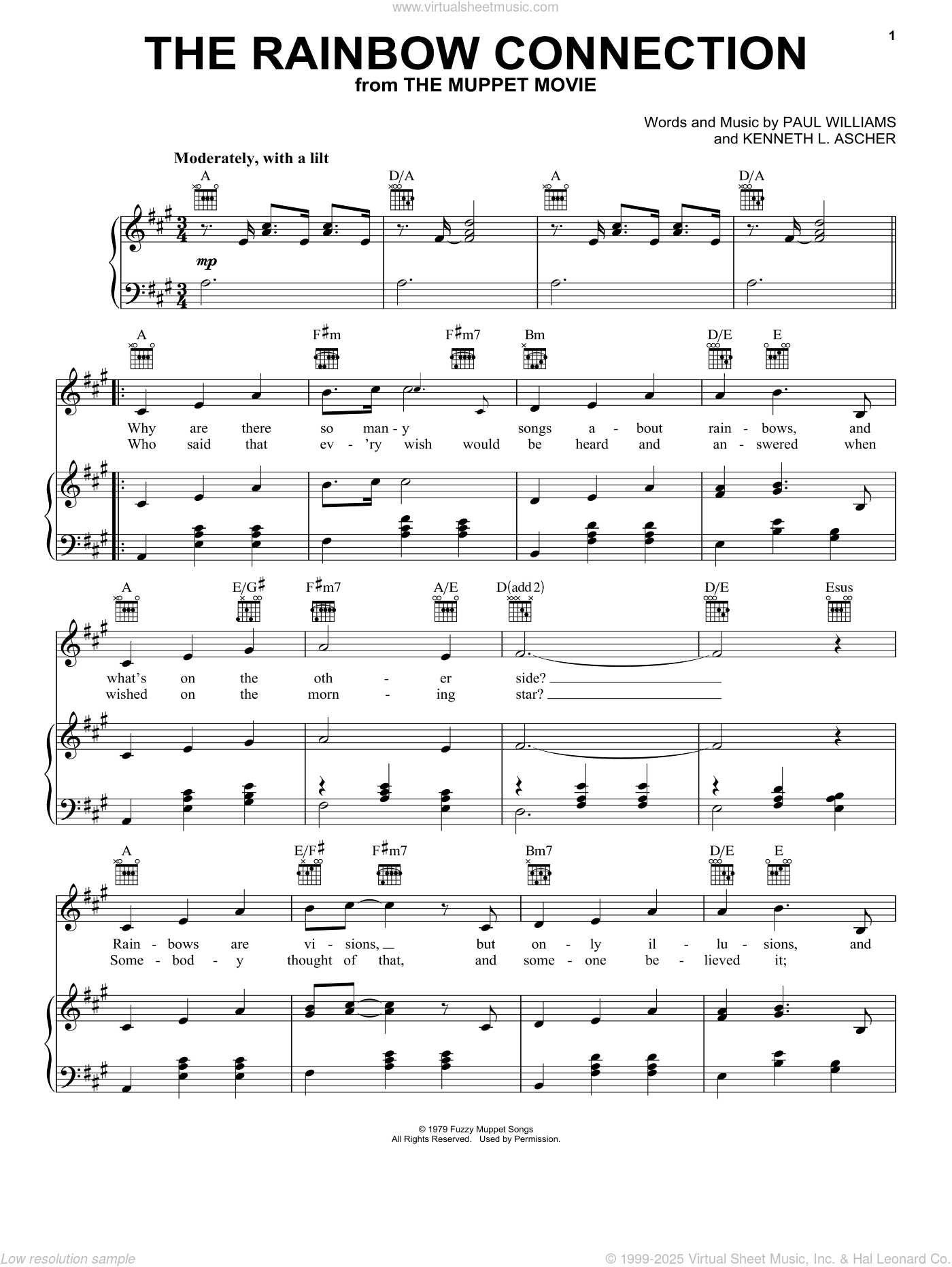 The Rainbow Connection sheet music for voice, piano or guitar