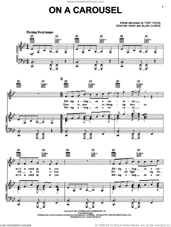 On A Carousel sheet music for voice, piano or guitar (PDF)
