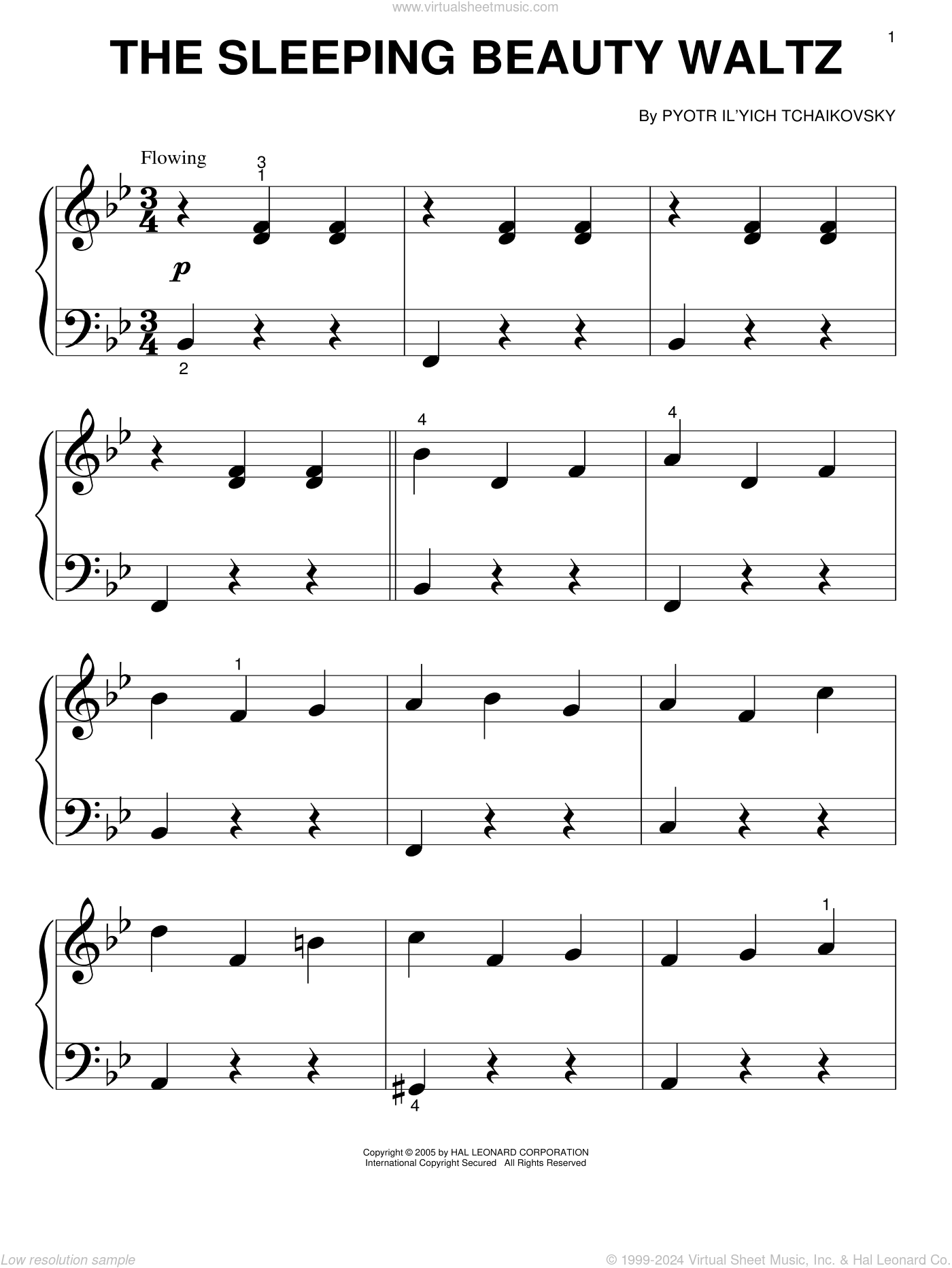 The Sleeping Beauty Waltz sheet music for piano solo (big note book)