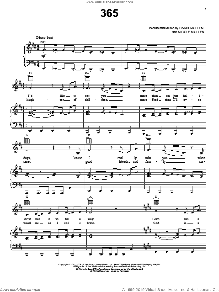 Nicole C. Mullen: 365 sheet music for voice, piano or guitar