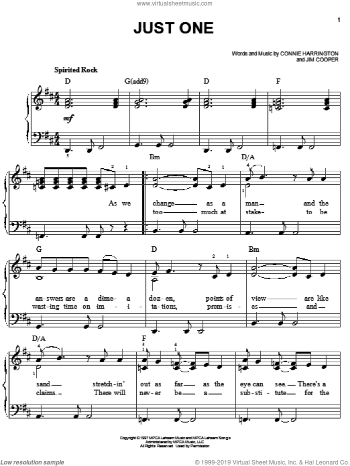 Just One sheet music for piano solo (PDF-interactive)