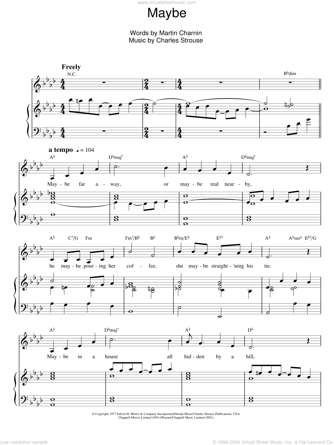 Maybe (from Annie) (1982 Original motion picture version) sheet music ...