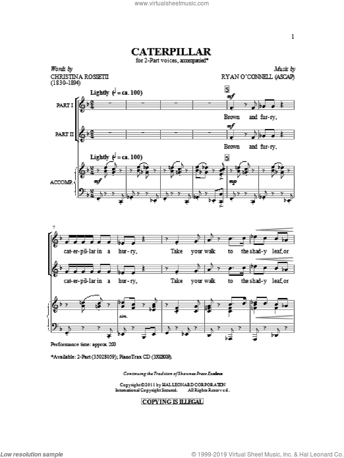 Caterpillar sheet music for choir (2-Part) (PDF-interactive)