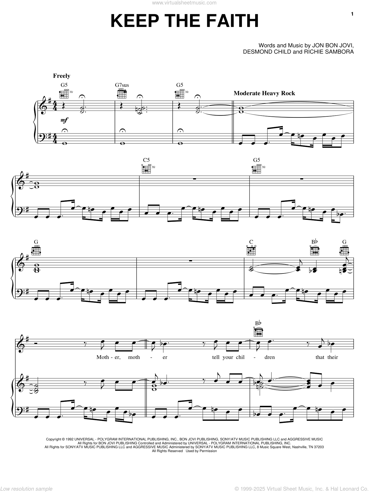 Keep The Faith sheet music for voice, piano or guitar (PDF)
