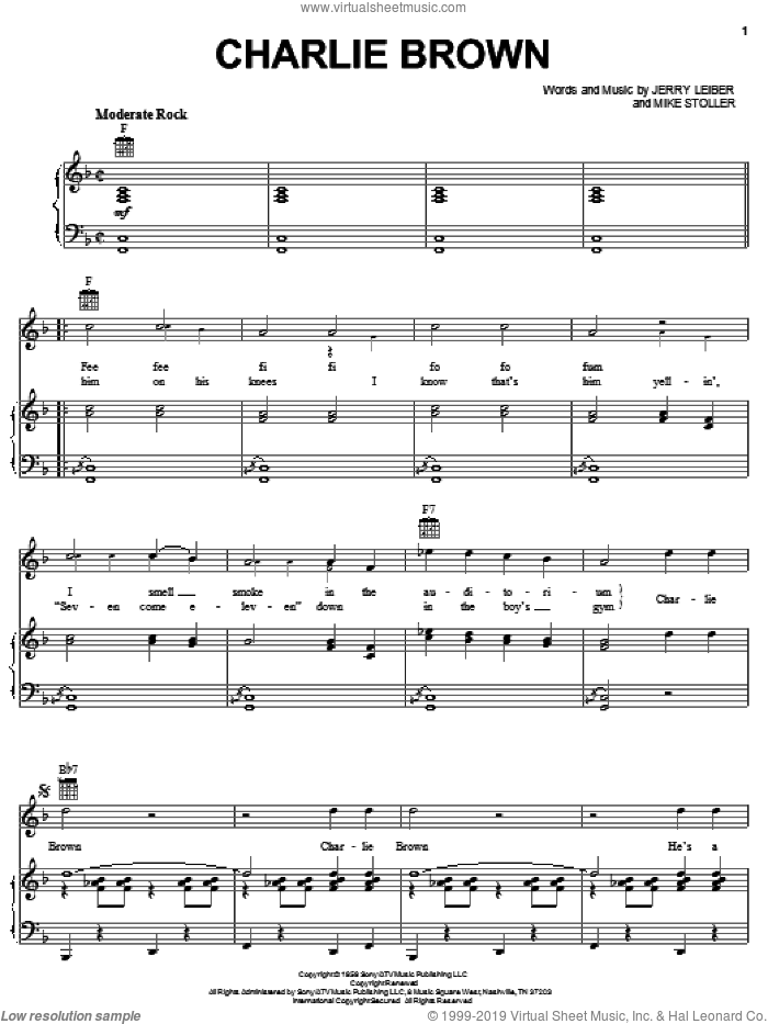 The Coasters: Charlie Brown sheet music for voice, piano or guitar