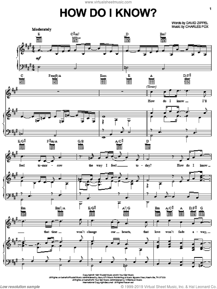 How Do I Know? sheet music for voice, piano or guitar (PDF)