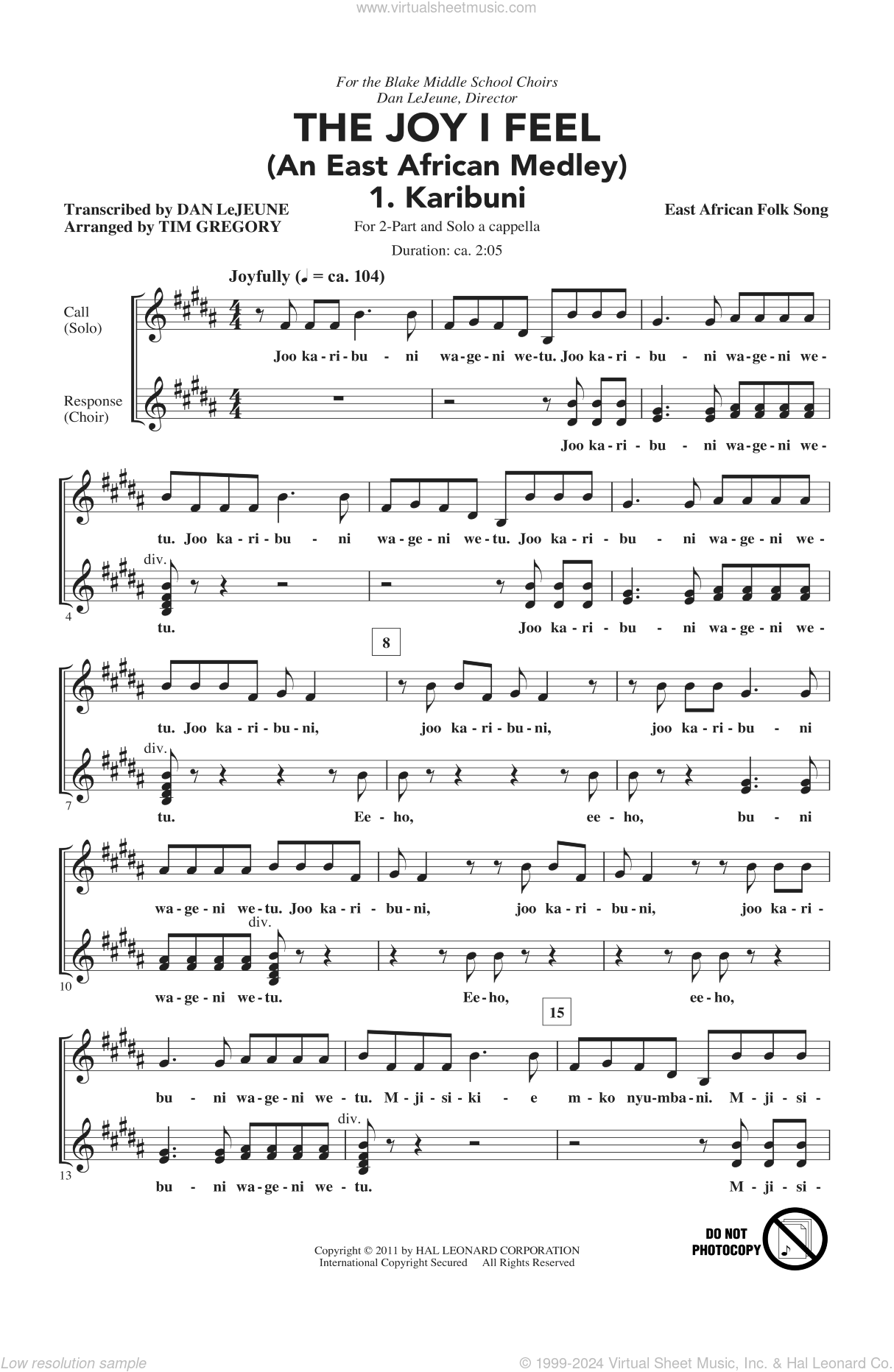 The Joy I Feel (East African Medley) sheet music for choir (2-Part)