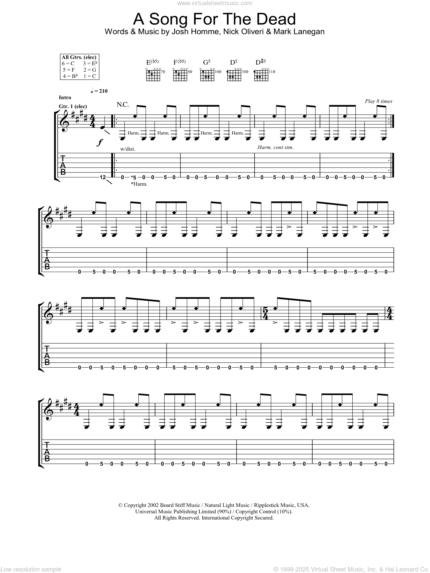 A Song For The Dead sheet music for guitar (tablature) (PDF)