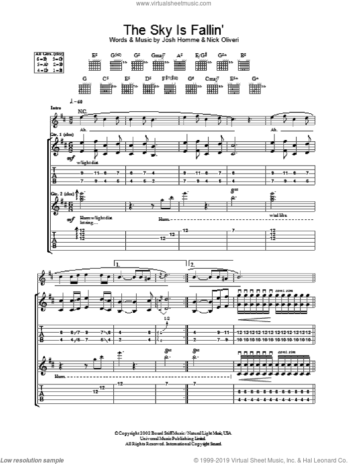 The Sky Is Fallin' sheet music for guitar (tablature) (PDF)