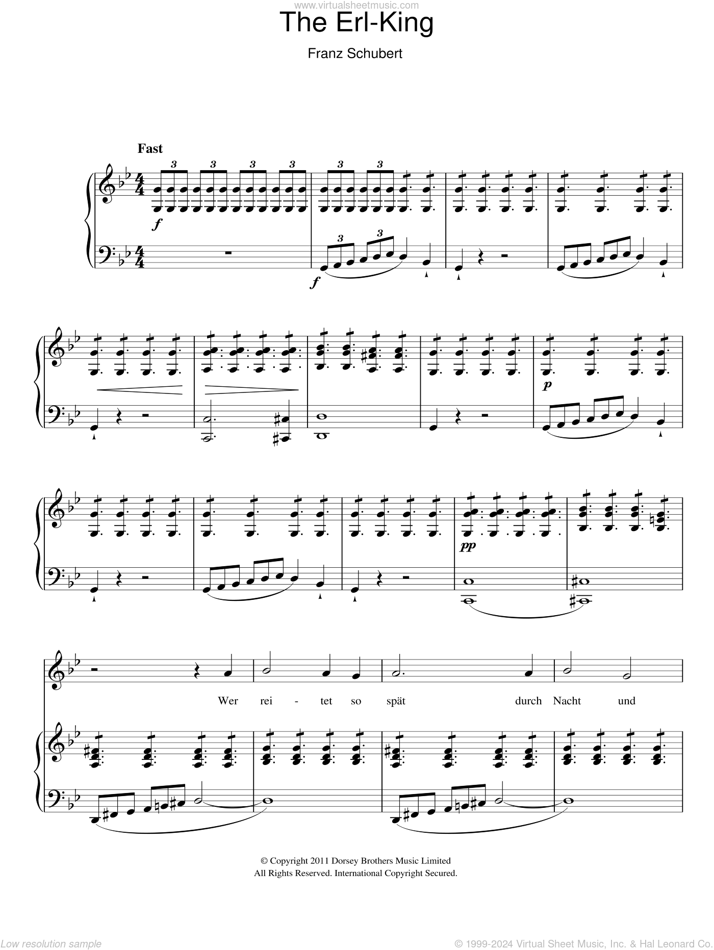 Der Erlkonig sheet music for voice and piano (PDF)