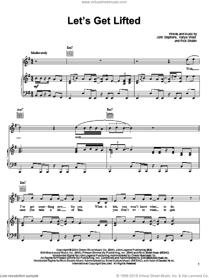 Let's Get Lifted sheet music for voice, piano or guitar (PDF)