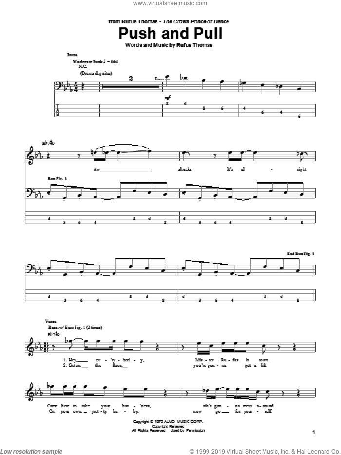 Push And Pull sheet music for bass (tablature) (bass guitar)