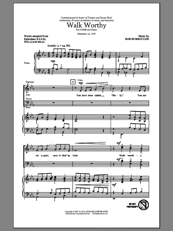 Walk Worthy sheet music for choir (SATB: soprano, alto, tenor, bass)