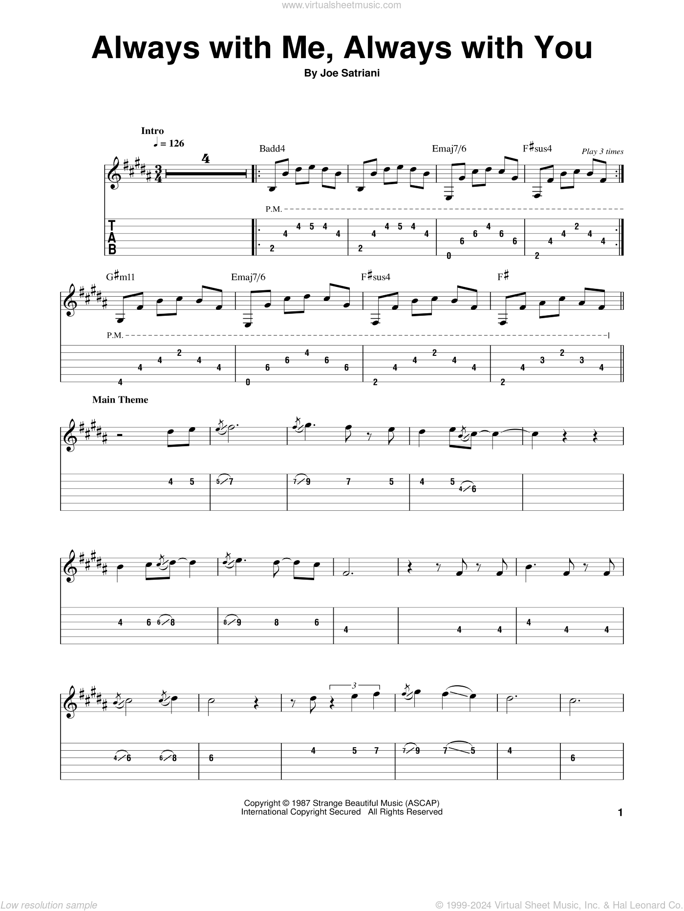Always With Me, Always With You sheet music for guitar solo (easy ...