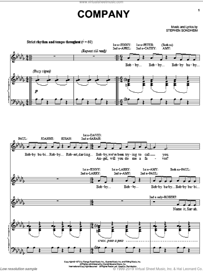 Company sheet music for voice, piano or guitar (PDF-interactive)