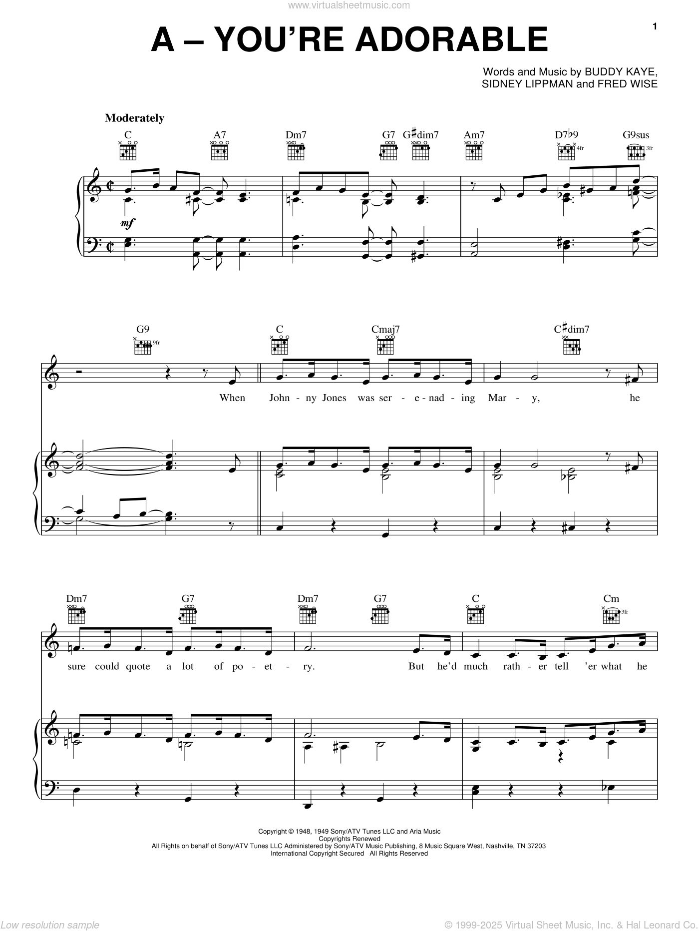 A - You're Adorable sheet music for voice, piano or guitar (PDF)