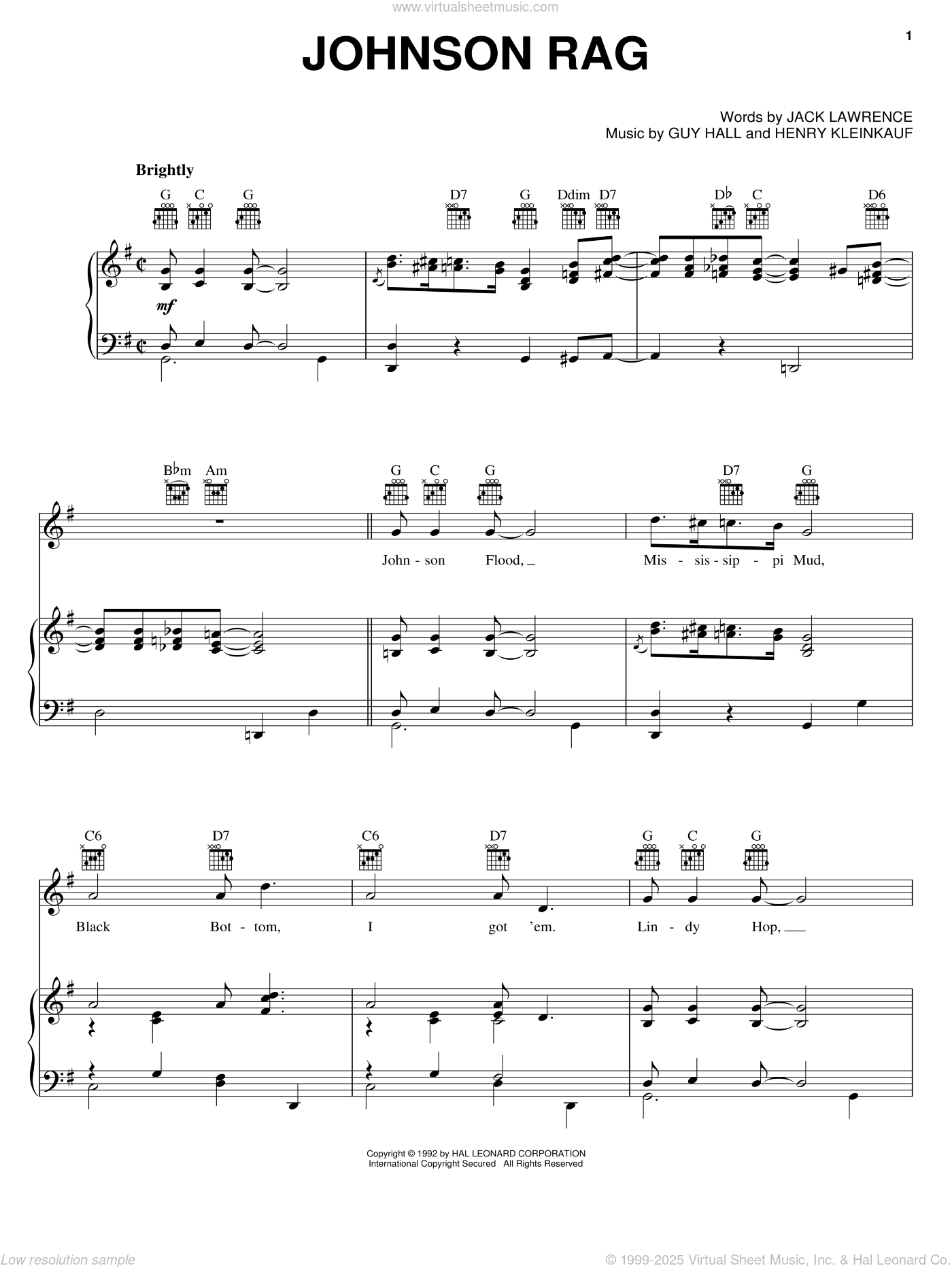 Johnson Rag sheet music for voice, piano or guitar (PDF)