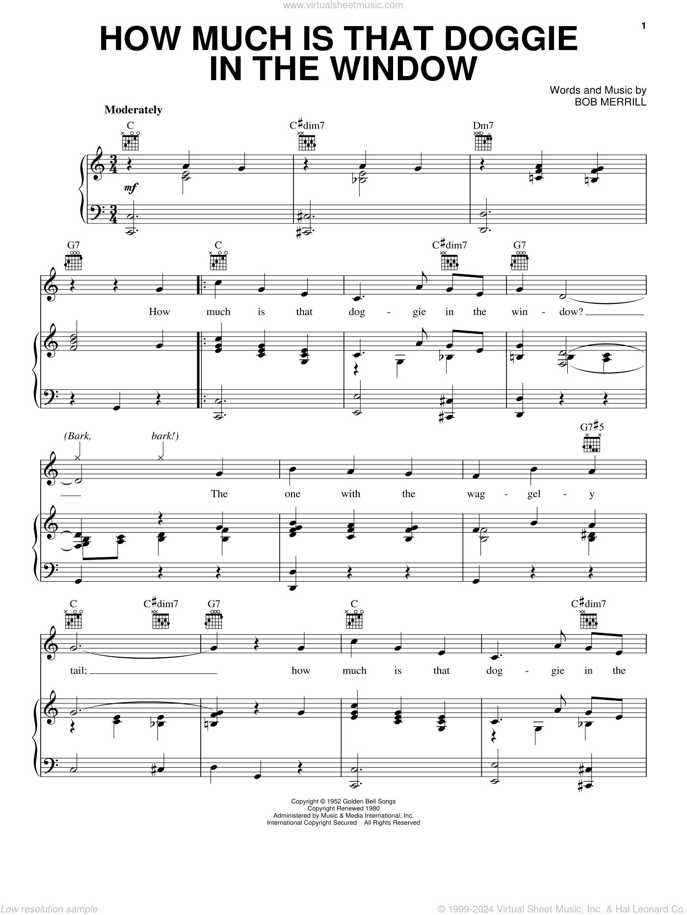 How Much Is That Doggie In The Window sheet music for voice, piano or ...