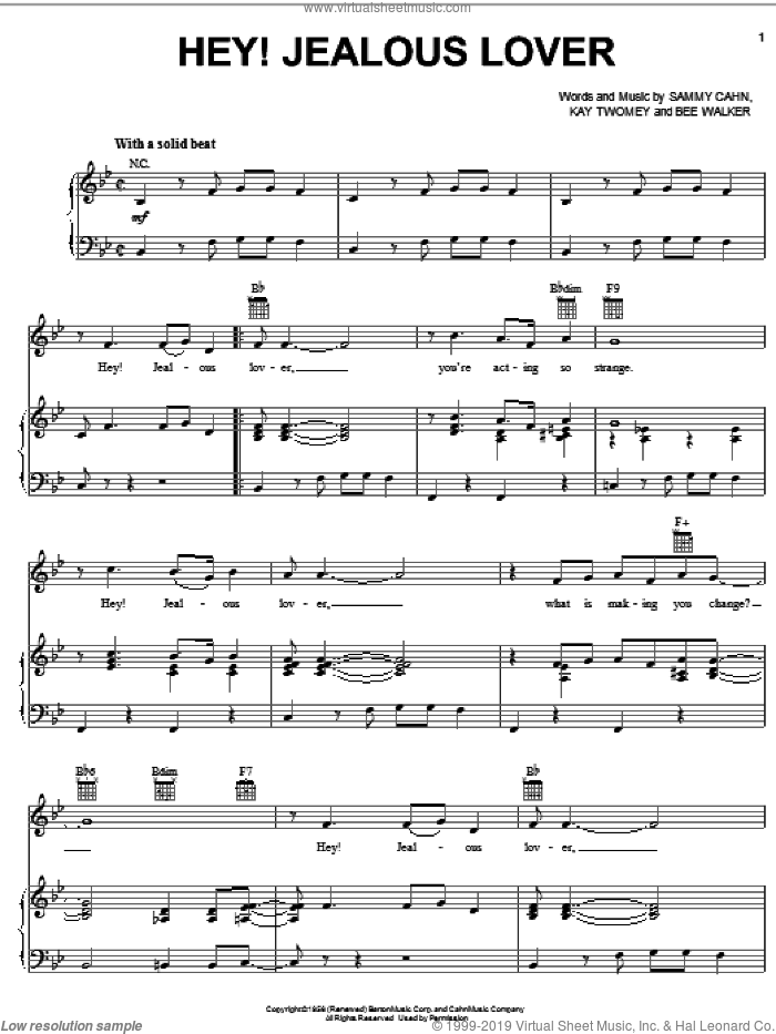 Hey! Jealous Lover sheet music for voice, piano or guitar (PDF)