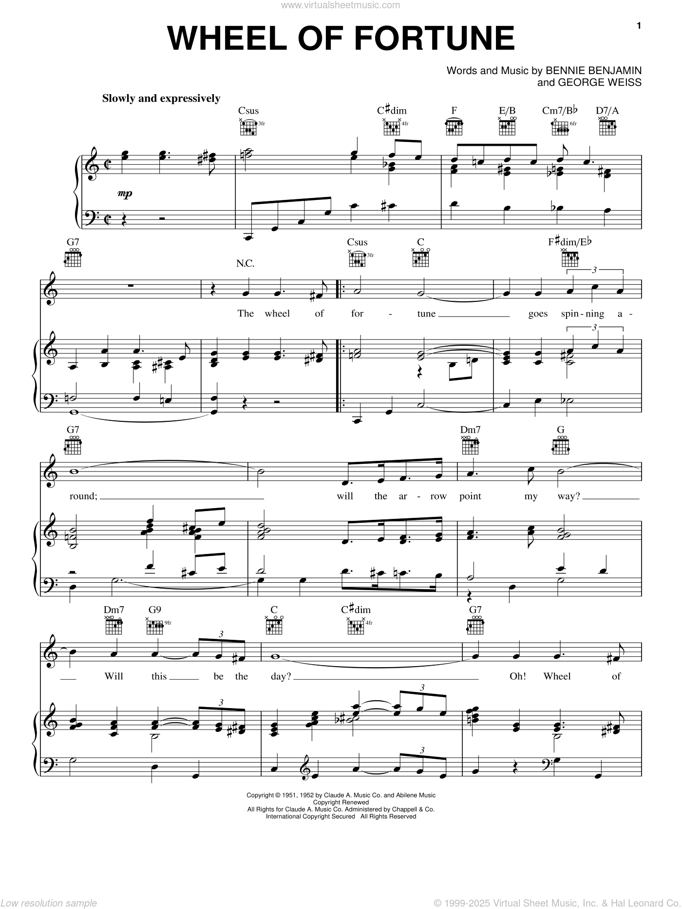 Wheel Of Fortune sheet music for voice, piano or guitar (PDF)
