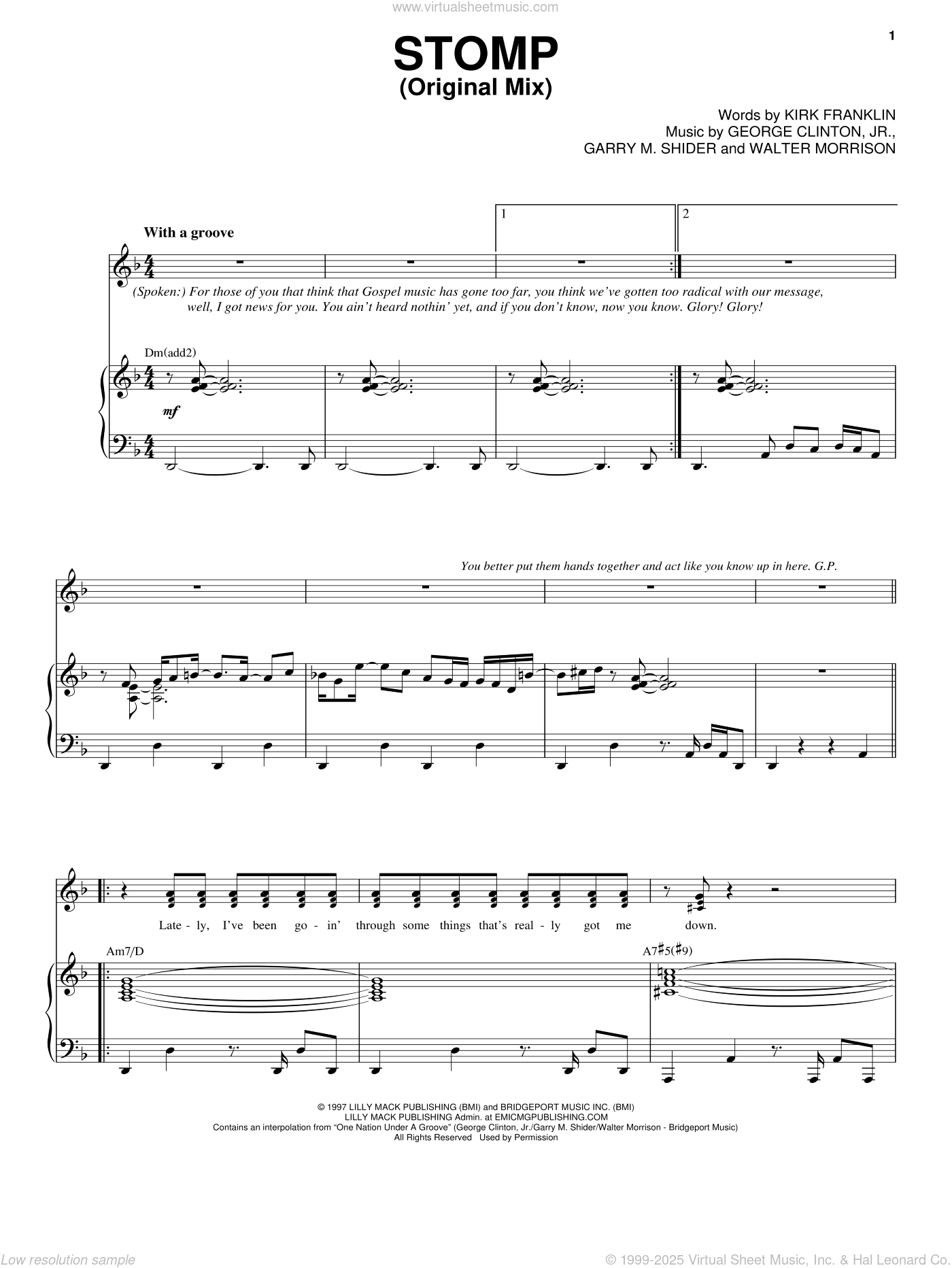 Stomp (Original Mix) sheet music for voice, piano or guitar (PDF)