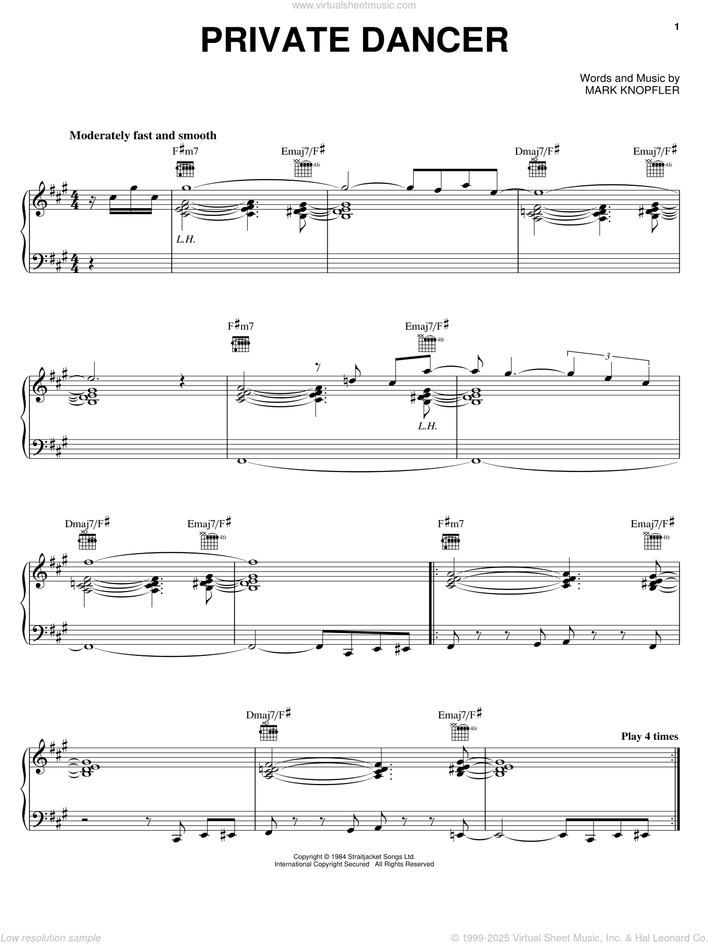 Private Dancer sheet music for voice, piano or guitar (PDF)