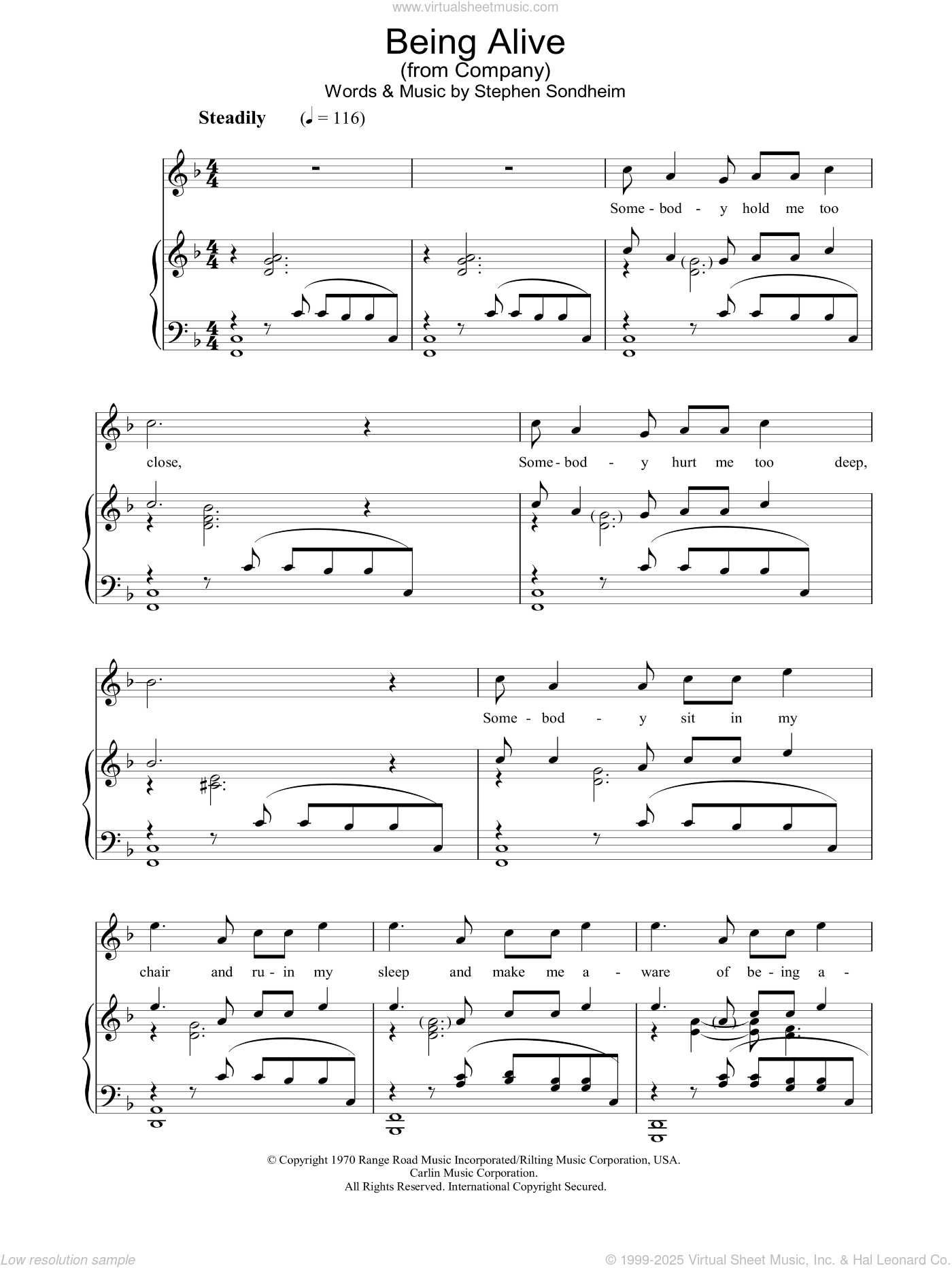 Being Alive sheet music for voice, piano or guitar v2