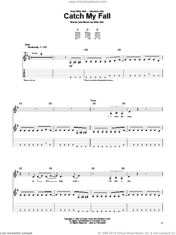 Catch My Fall sheet music for guitar (tablature) (PDF)
