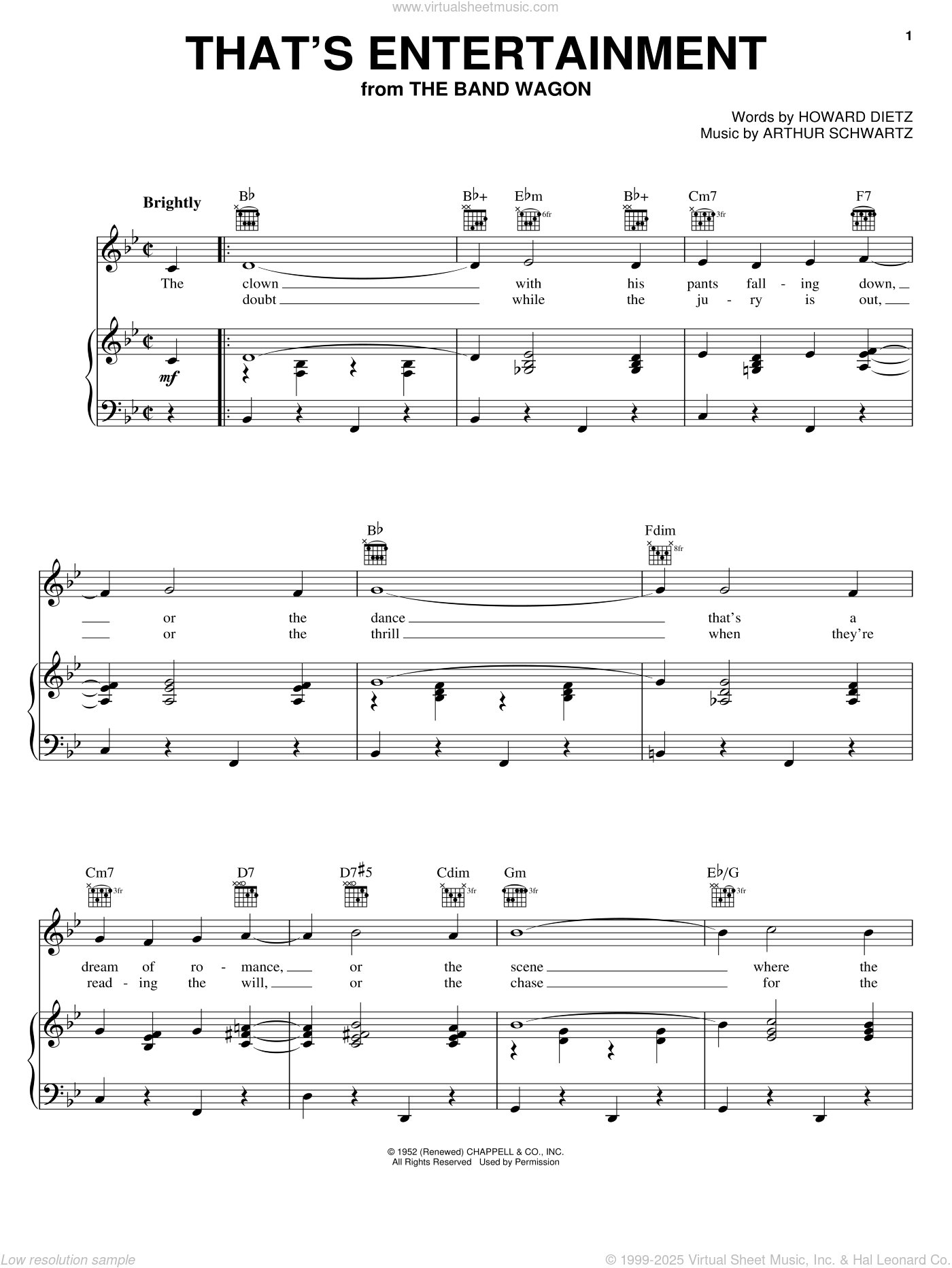 That's Entertainment sheet music for voice, piano or guitar (PDF)