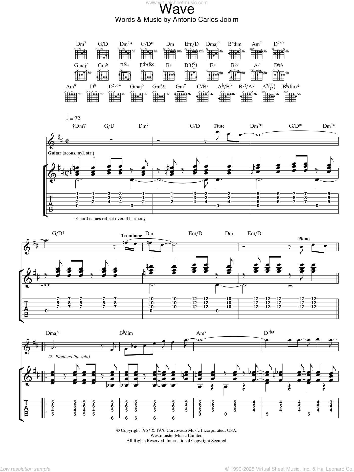 Wave sheet music for guitar (tablature) (PDF)
