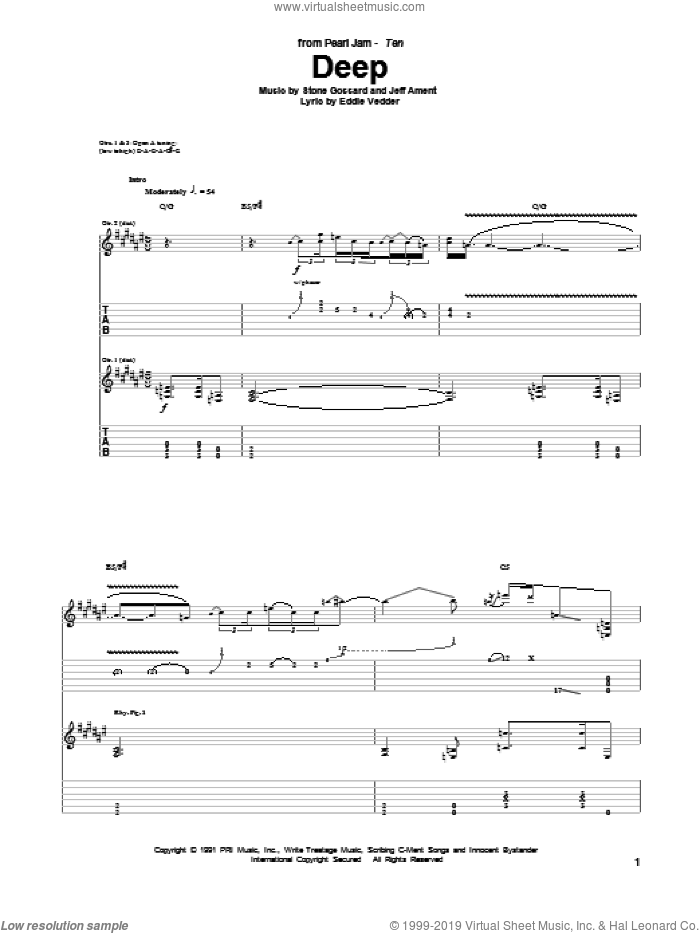Deep sheet music for guitar (tablature) (PDF)