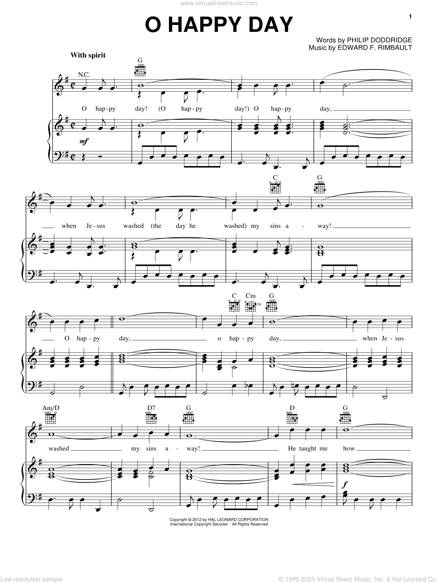 O Happy Day sheet music for voice, piano or guitar (PDF)