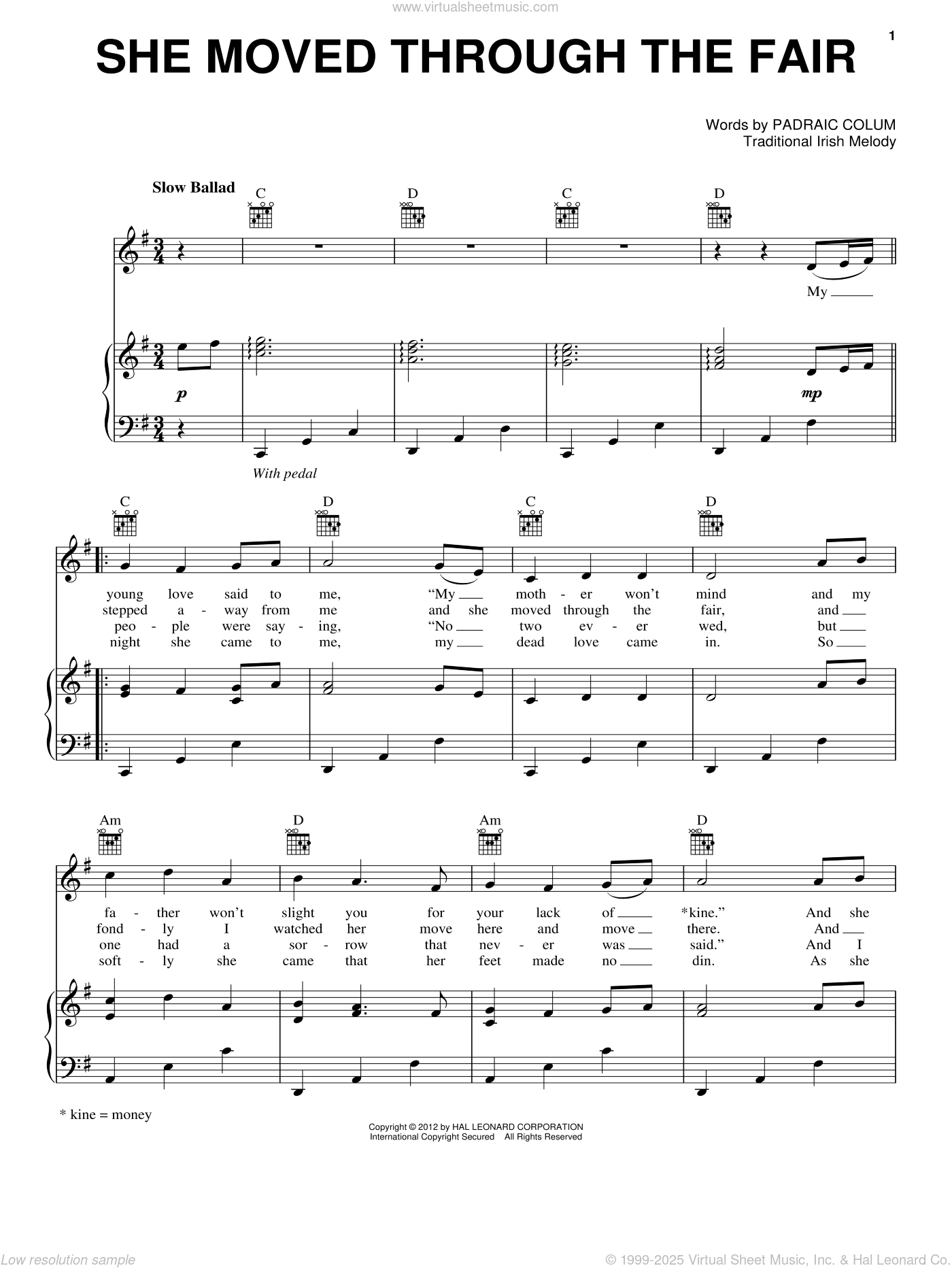 She Moved Thro' The Fair (She Moved Through The Fair) sheet music for ...
