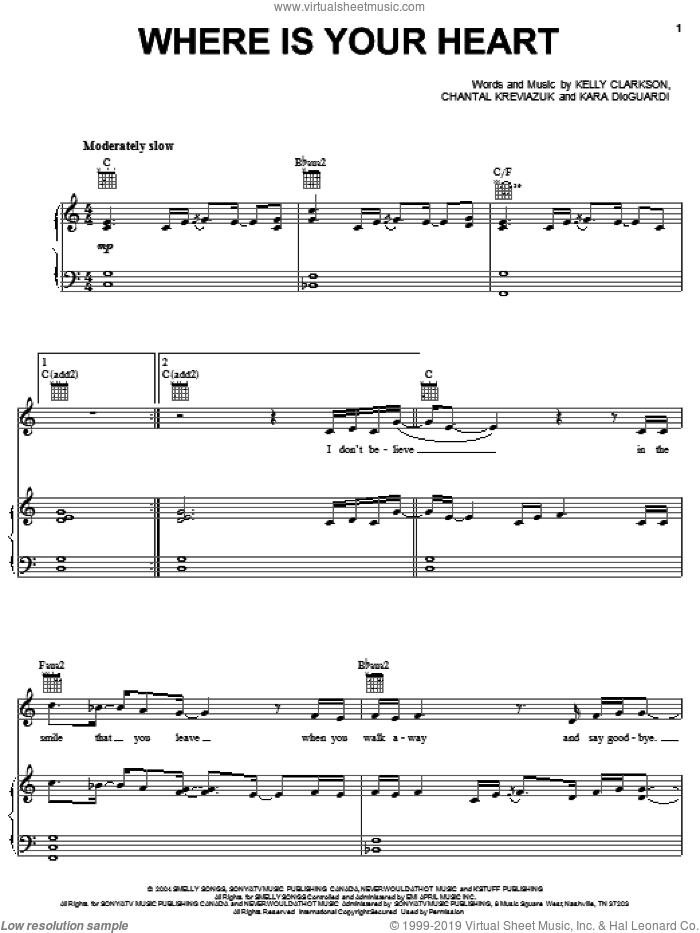 Where Is Your Heart sheet music for voice, piano or guitar (PDF)