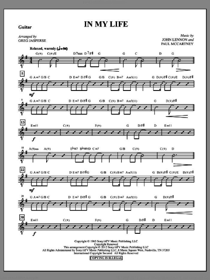 In My Life (complete set of parts) sheet music for orchestra/band (Rhythm)