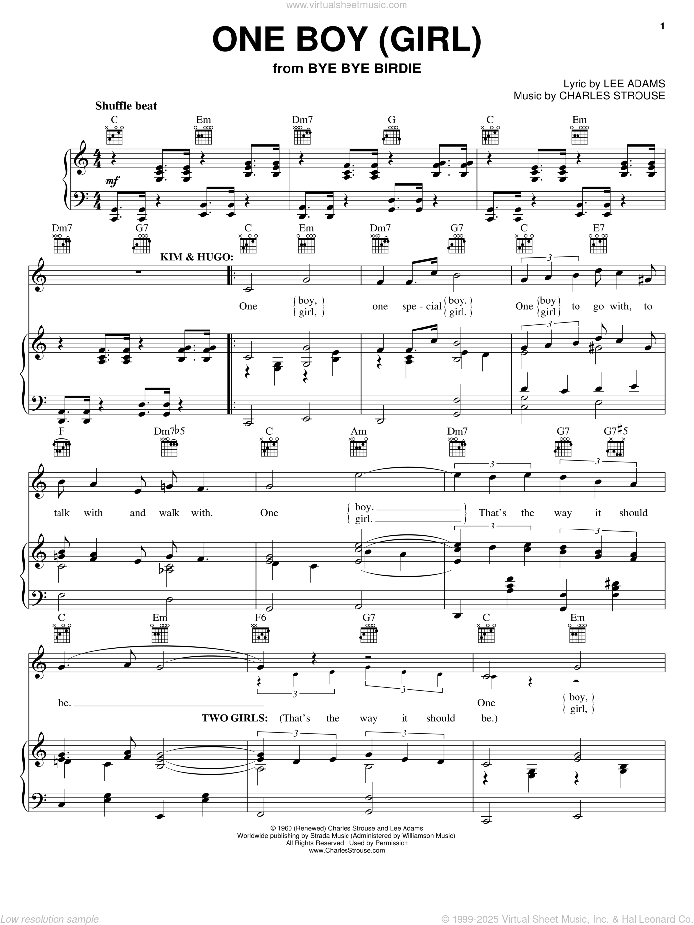 One Boy (Girl) sheet music for voice, piano or guitar (PDF)