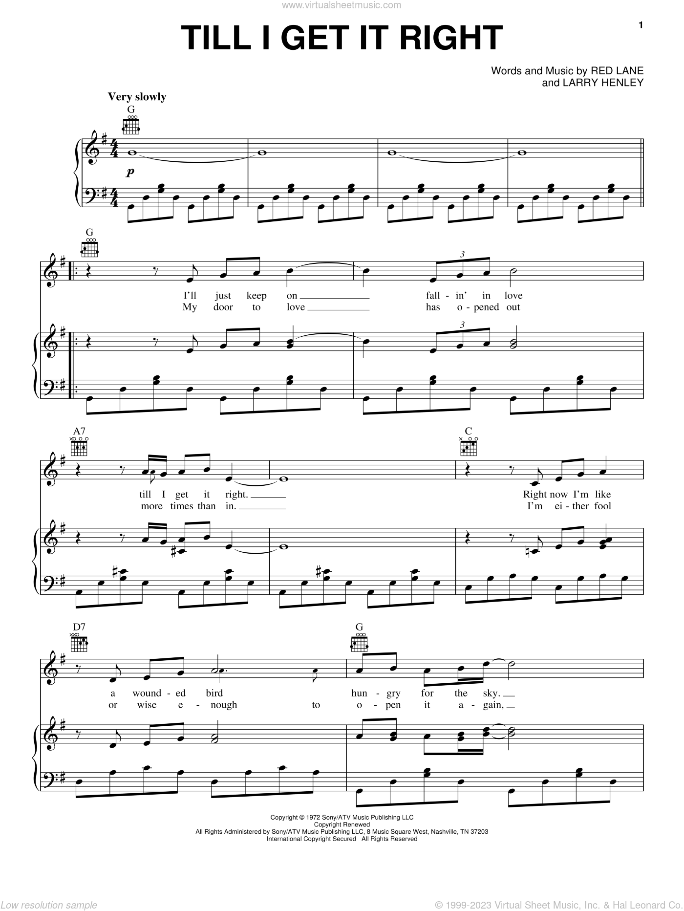 Till I Get It Right sheet music for voice, piano or guitar (PDF)