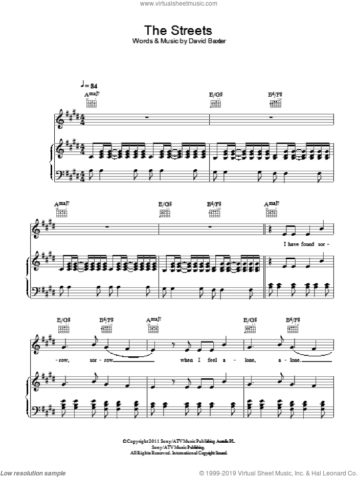 The Streets sheet music for voice, piano or guitar (PDF)