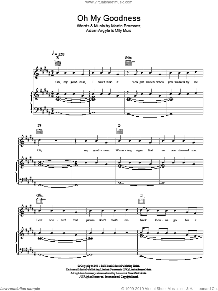 Oh My Goodness sheet music for voice, piano or guitar (PDF)