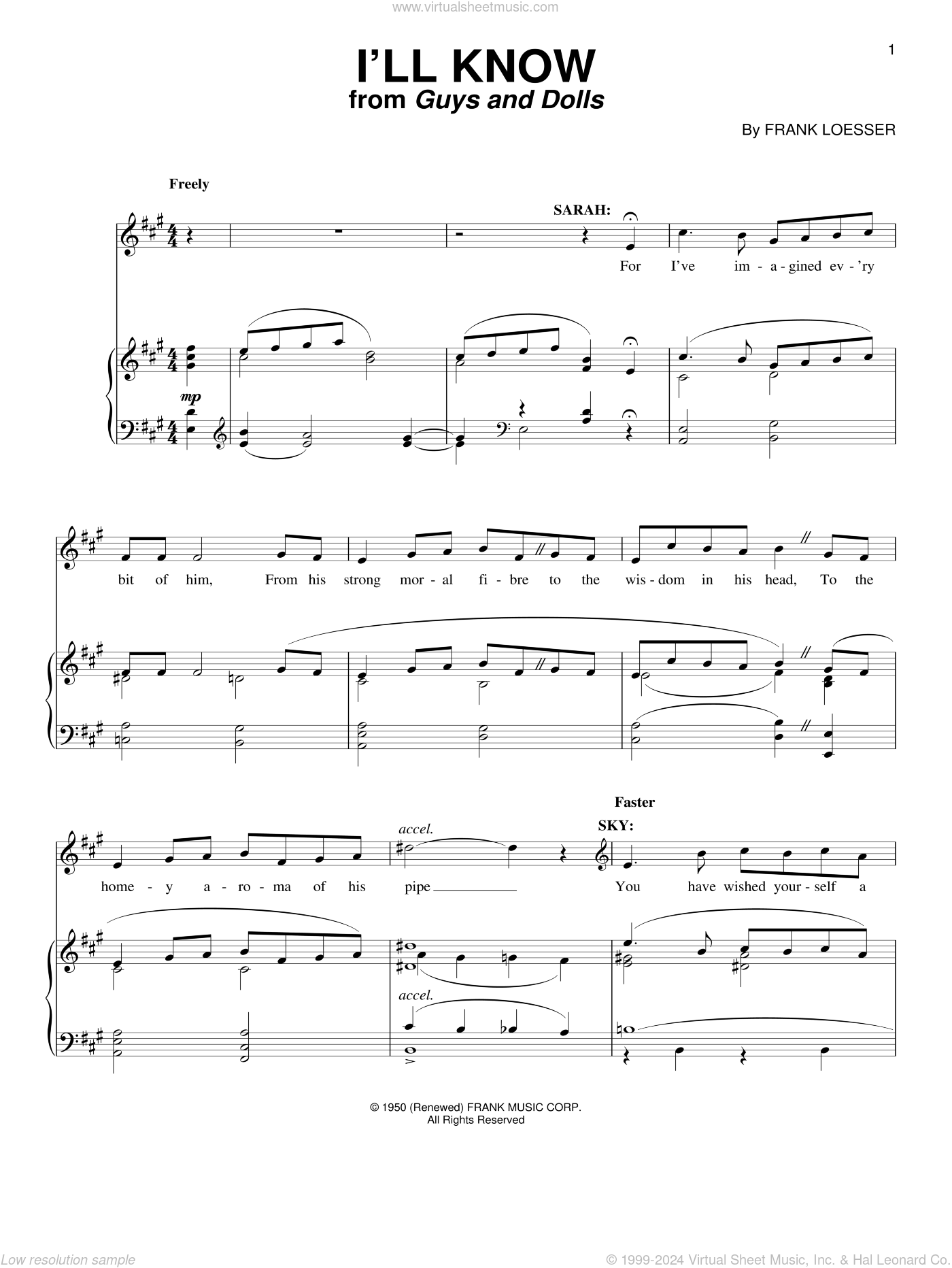 I'll Know sheet music for voice and piano (PDF-interactive)