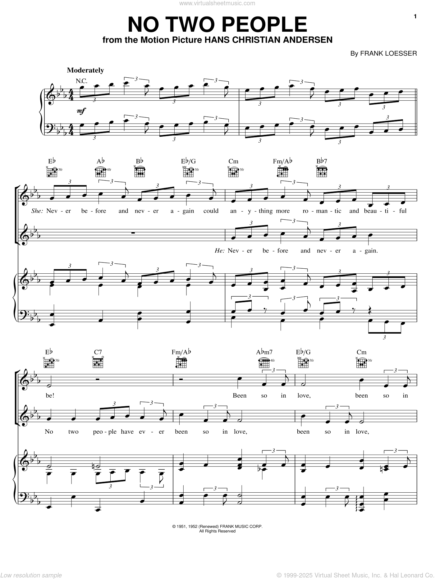 No Two People sheet music for voice, piano or guitar (PDF)