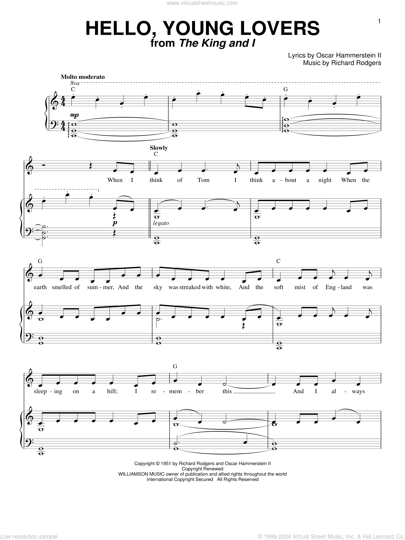 Hello, Young Lovers sheet music for voice and piano (PDF)