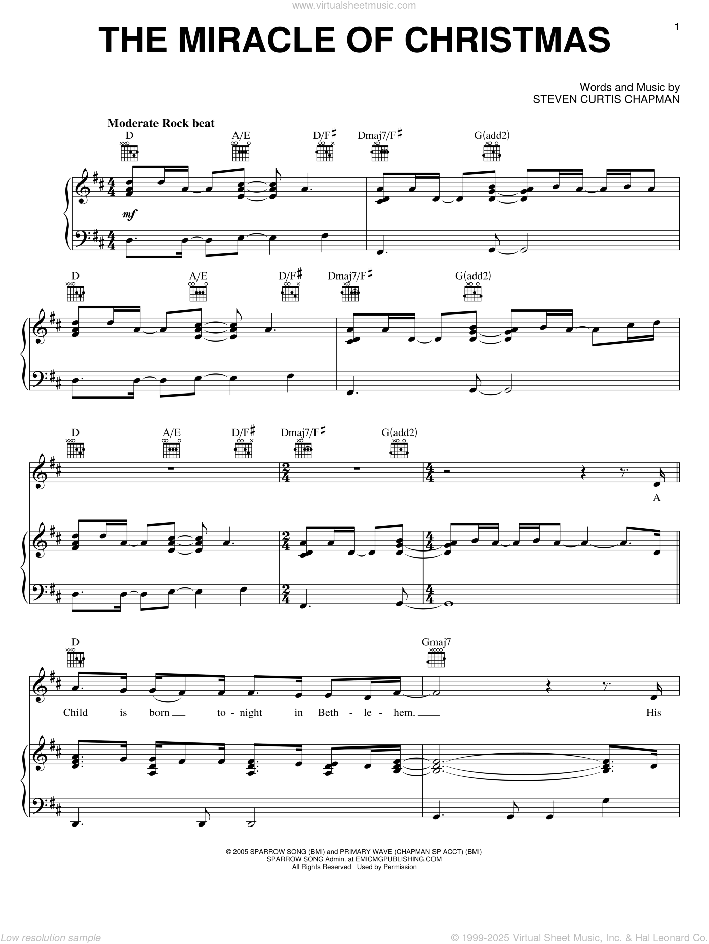 The Miracle Of Christmas sheet music for voice, piano or guitar
