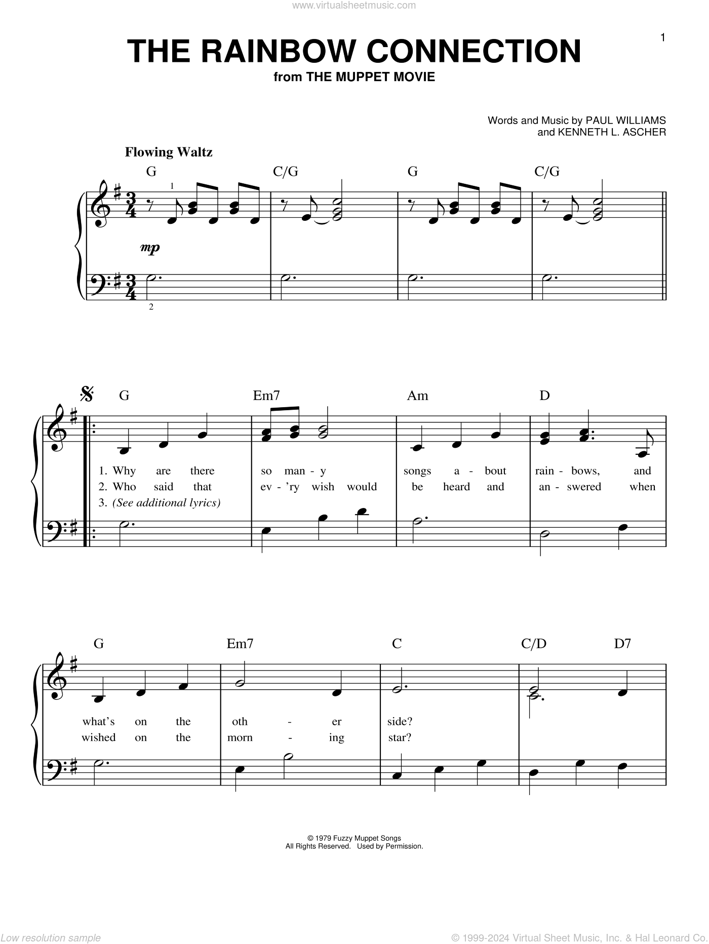 The Rainbow Connection sheet music (easy) for piano solo (PDF)