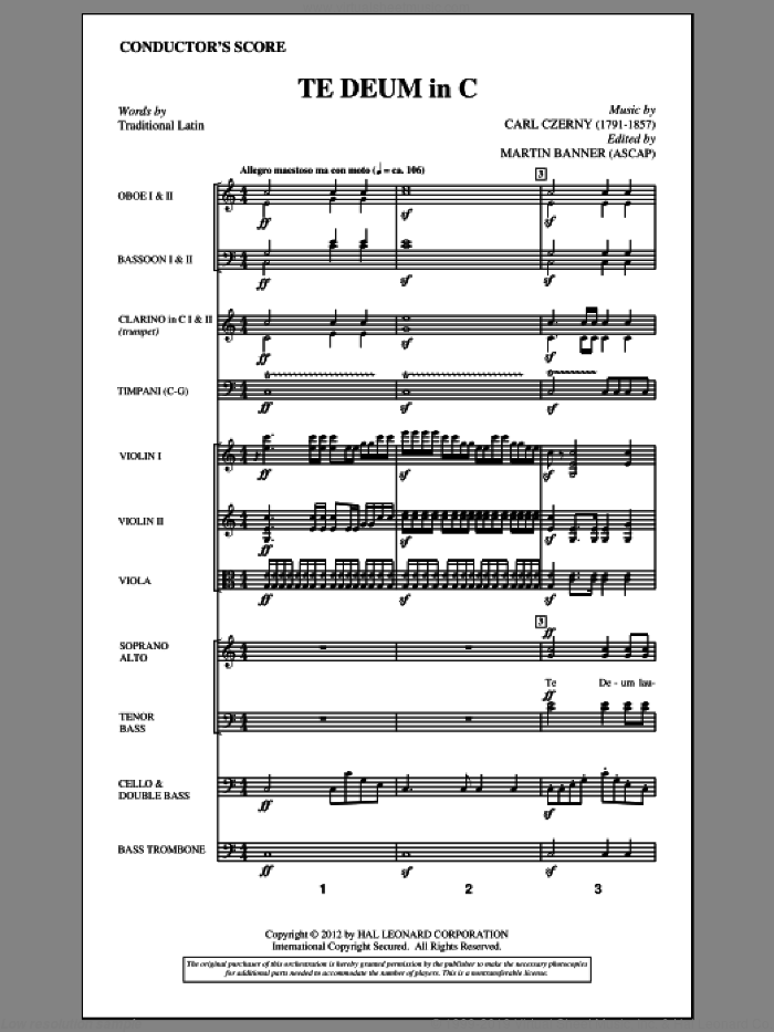 Te Deum In C (complete set of parts) sheet music for orchestra/band (Orchestra)
