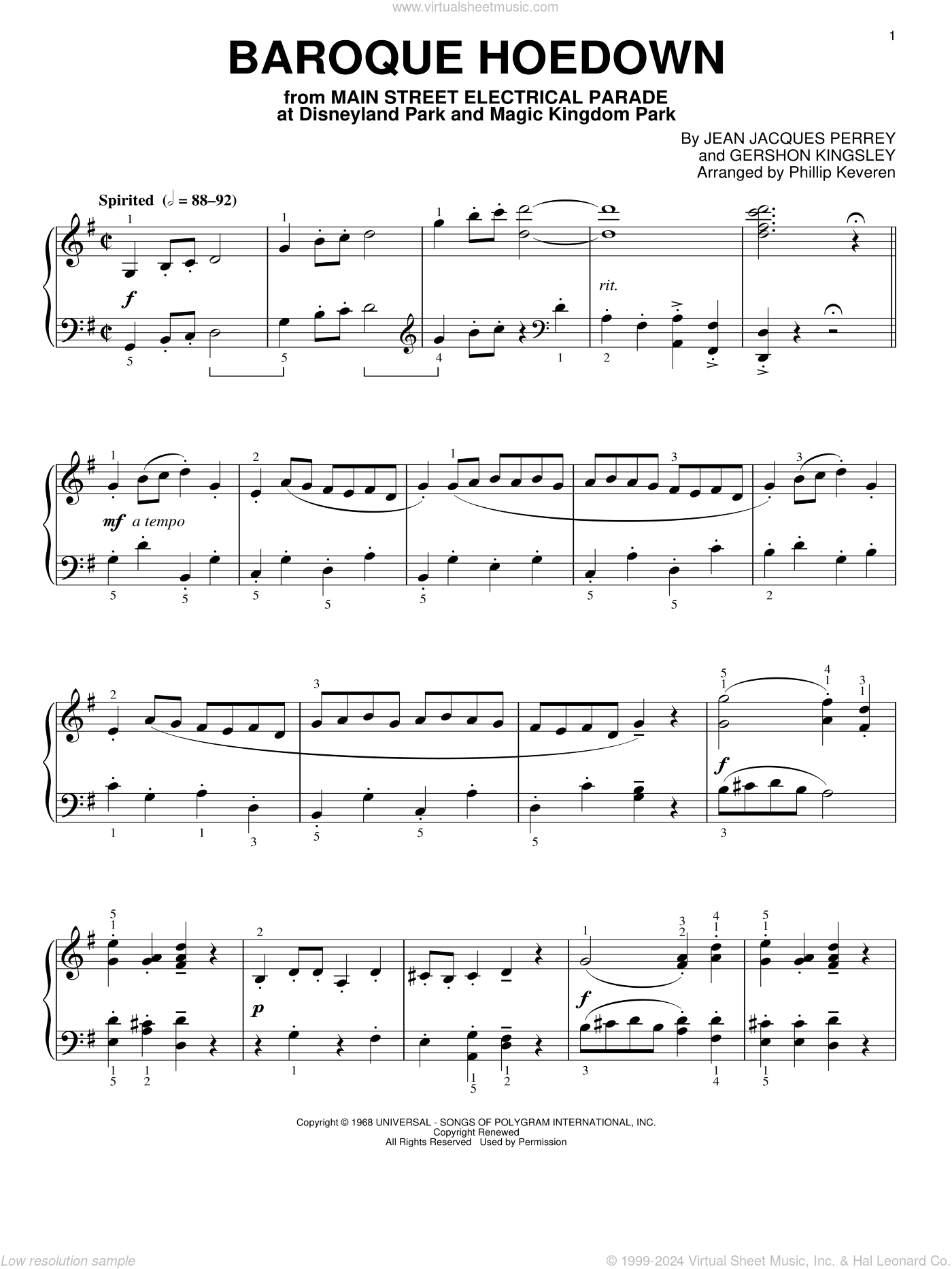 Keveren Baroque Hoedown [classical Version] Arr Phillip Keveren