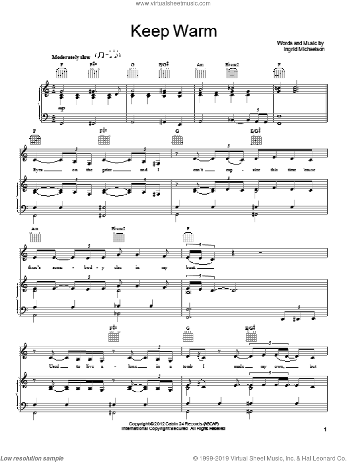 Keep Warm sheet music for voice, piano or guitar (PDF)